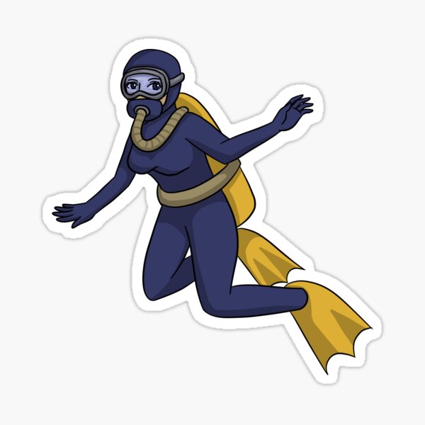 "Anime girl scuba diving in the deep sea" Sticker by HeatherPhn | Redbubble