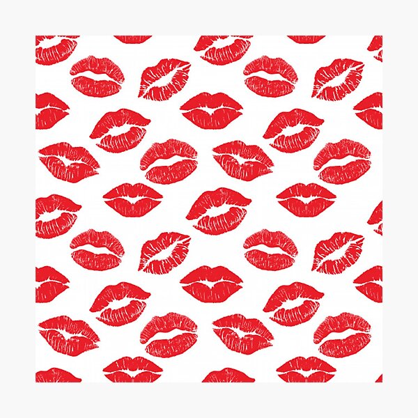 "Red Lipstick Kiss Print Pattern" Photographic Print for Sale by ...