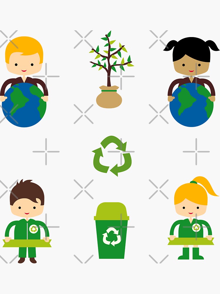 "Go Green Cute Kids Sticker Pack" Sticker by Scubedesign | Redbubble