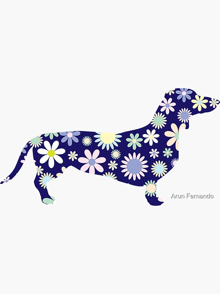 "Lovely dachshund dog flower pattern" Sticker for Sale by Arun Fernando ...