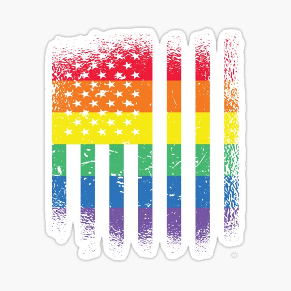 "LGBQT Pride Rainbow Distressed American Flag" Sticker for Sale by ...