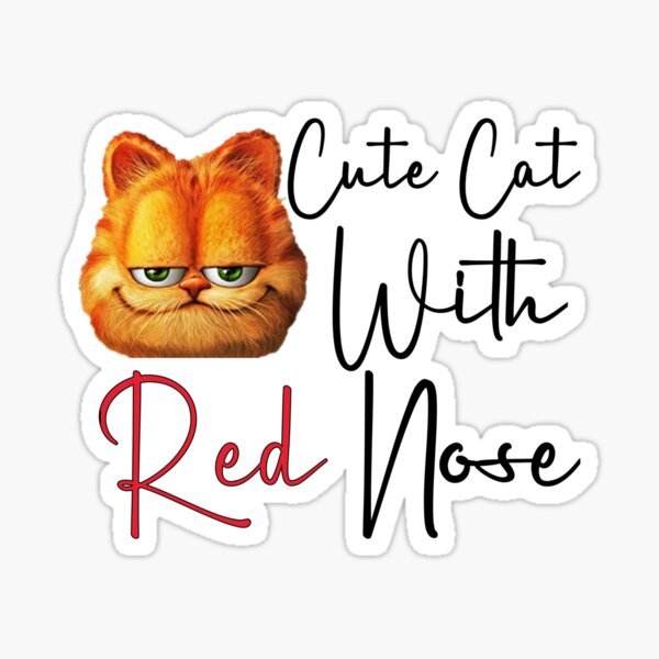 "Cute cat with red nose" Sticker for Sale by Crostone | Redbubble