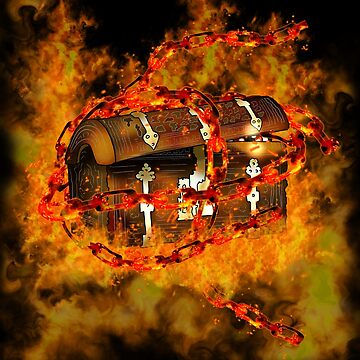 "dnd mimic chest with fire and chains" Sticker for Sale by CuisineCat ...