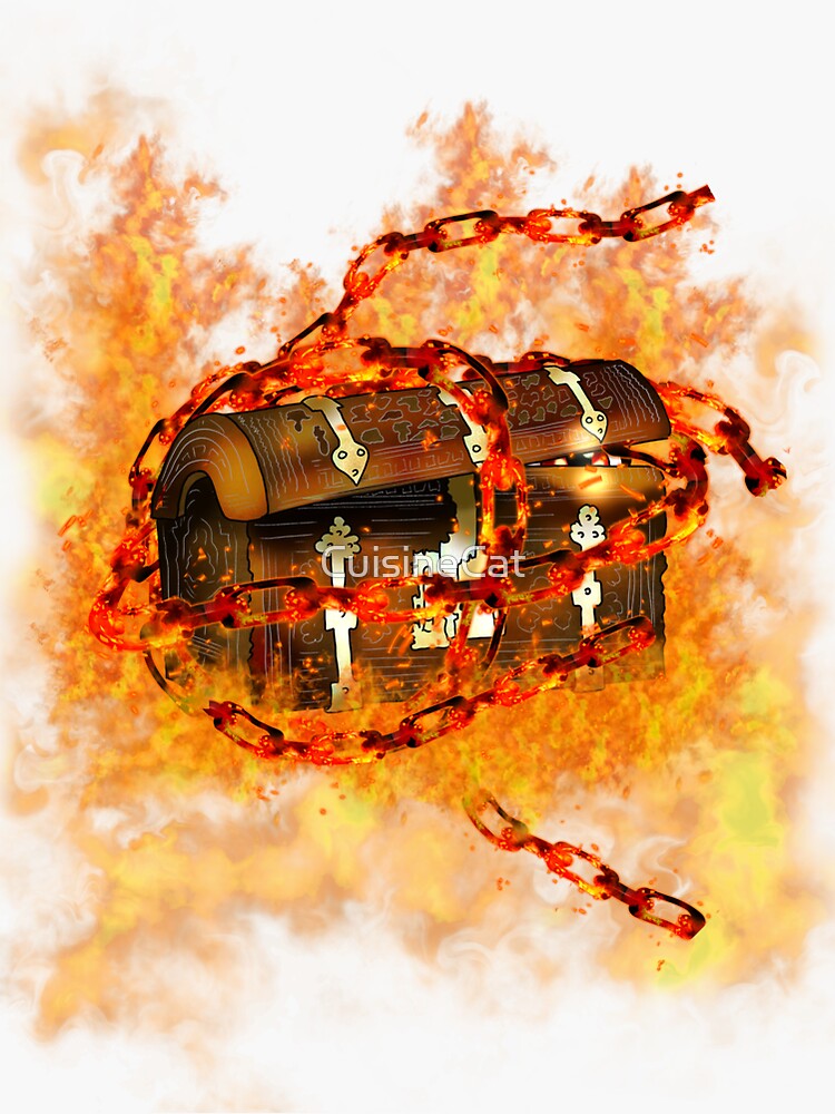 "dnd mimic chest with fire and chains" Sticker for Sale by CuisineCat | Redbubble