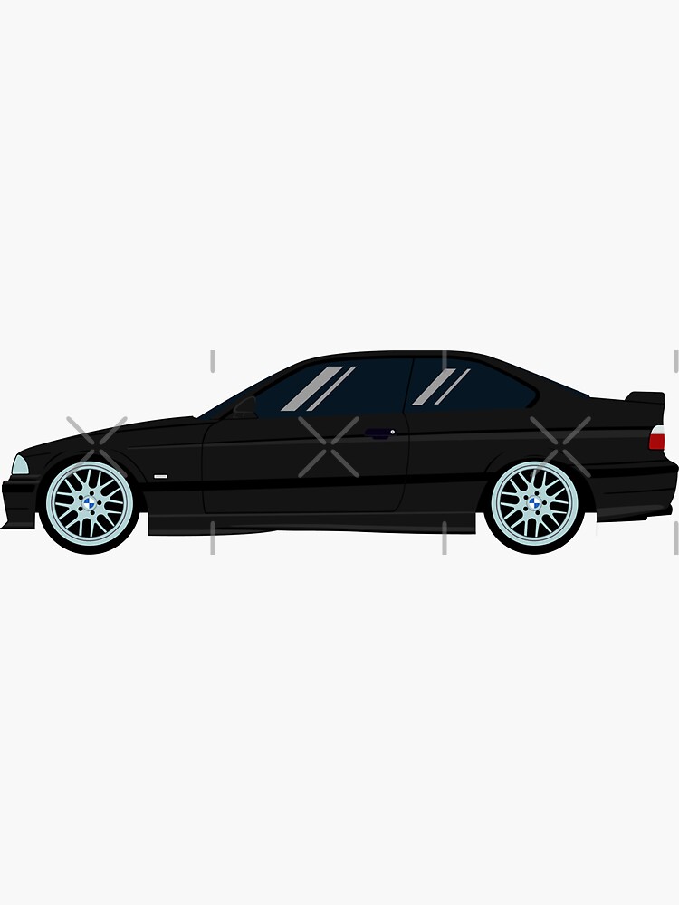 "Series 3 e36 black" Sticker by CarsDesigns | Redbubble