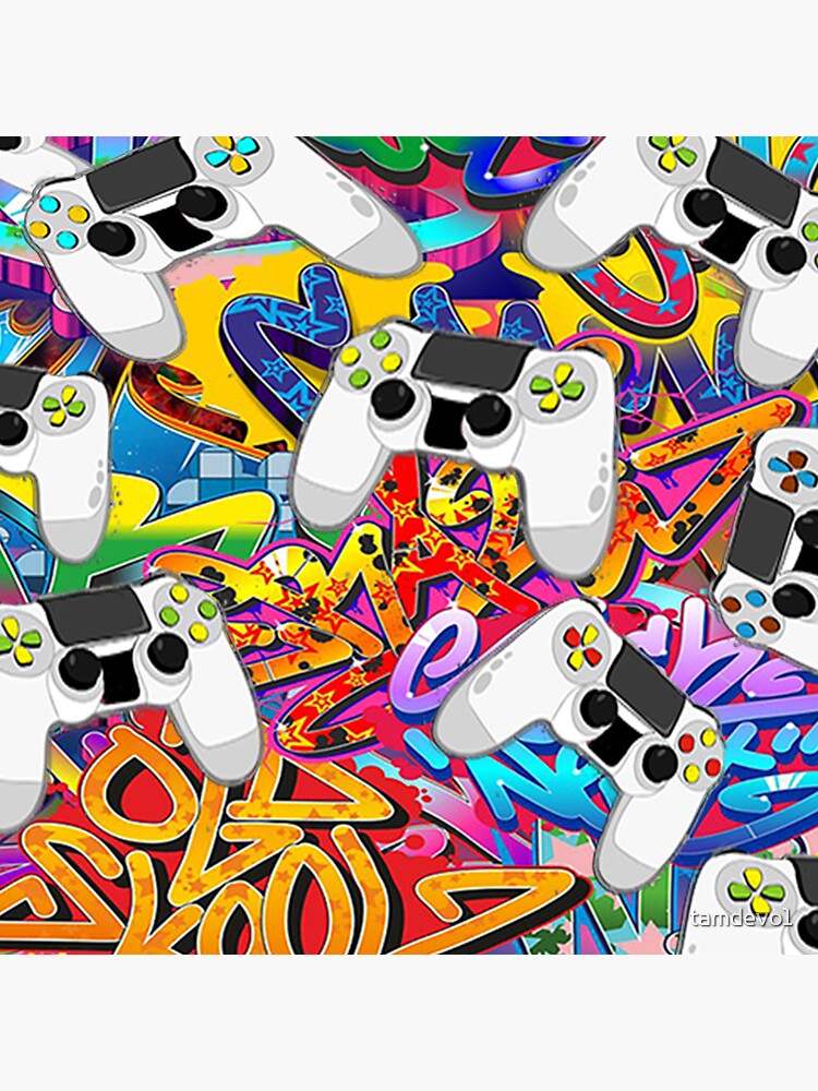"Gamer Graphic Design Game Controller Graffiti Psychedelic Pop Art ...