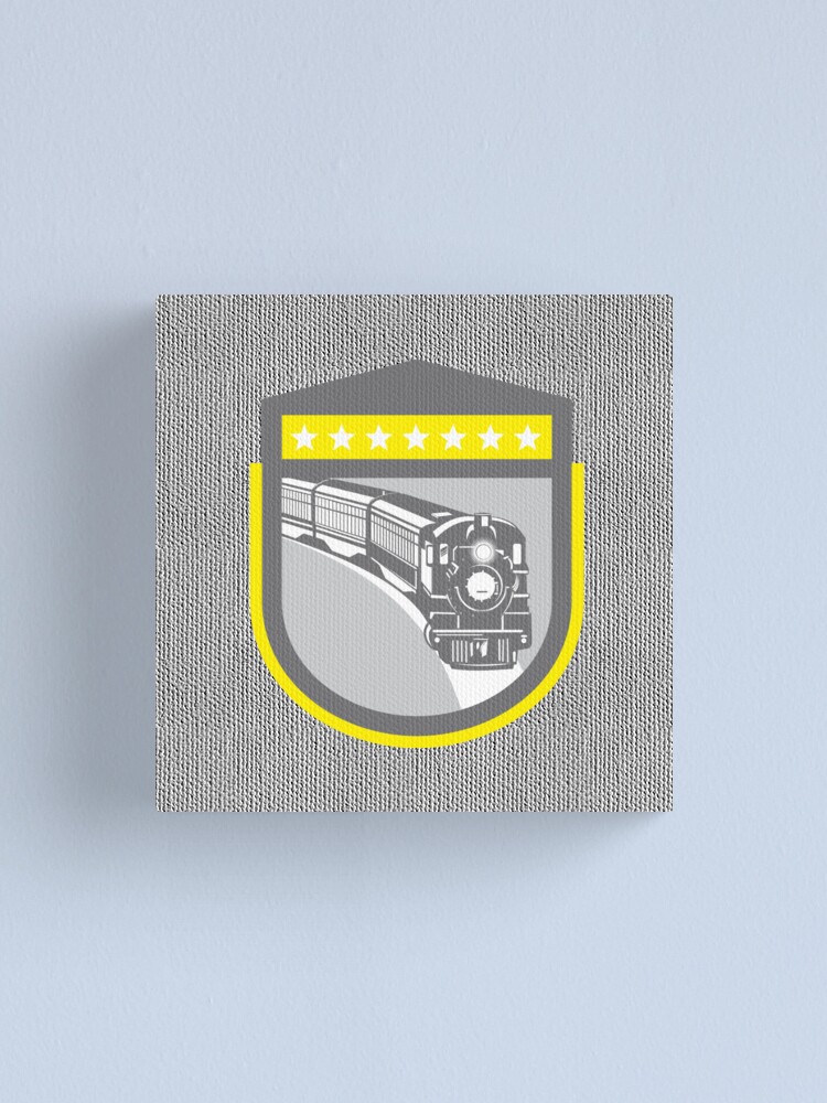 "Steam Train Locomotive Retro Shield" Canvas Print for Sale by ...
