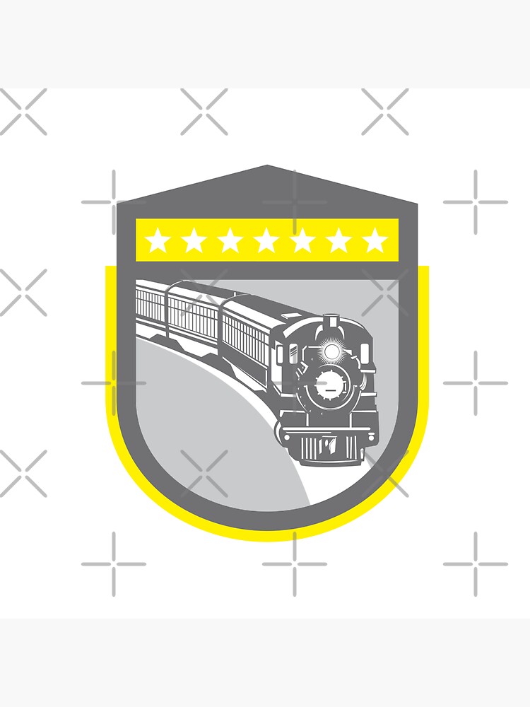 "Steam Train Locomotive Retro Shield" Canvas Print for Sale by ...