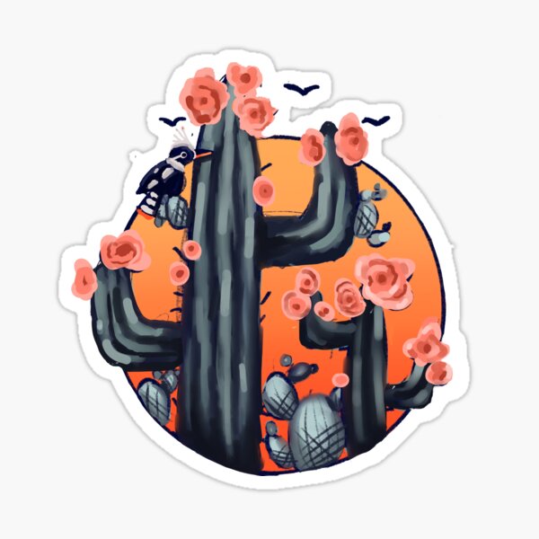 "cute aesthetic cactus drawing" Sticker by HibiscusHeron | Redbubble