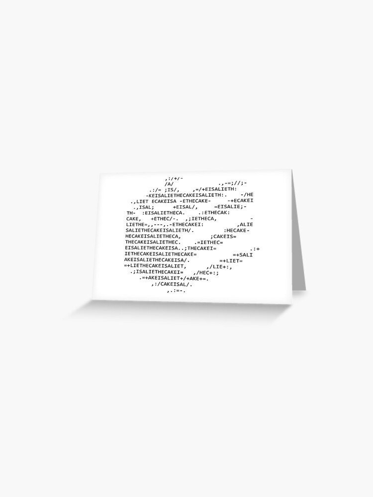 "Portal- The cake is a lie ASCII art" Greeting Card for Sale by Clereh ...