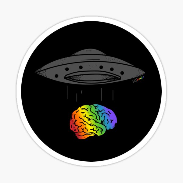 "Rainbow brain, alien abduction" Sticker for Sale by RikkyTeesPride ...