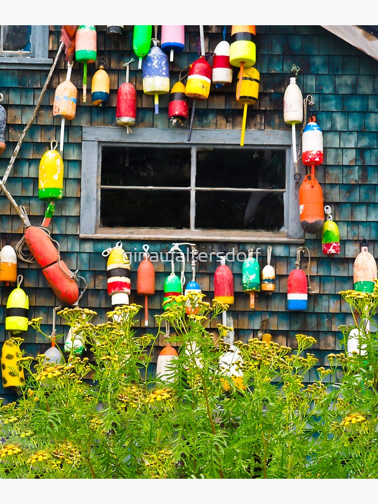 "Hanging Fishing Buoy Art" Sticker by ginawaltersdorf | Redbubble