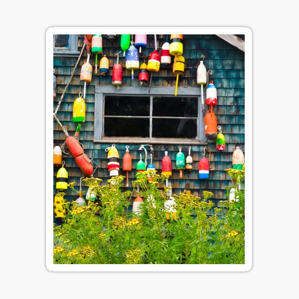 "Hanging Fishing Buoy Art" Sticker by ginawaltersdorf | Redbubble