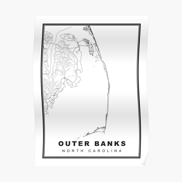 Outer Banks Map Wall Art | Redbubble