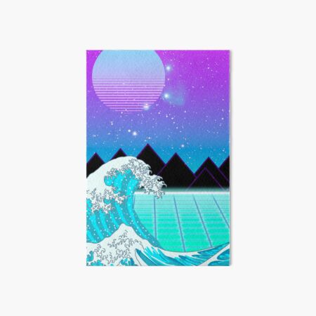 " Great Wave Off Kanagawa Vaporwave Aesthetic Grid Sunset Gift" Art ...