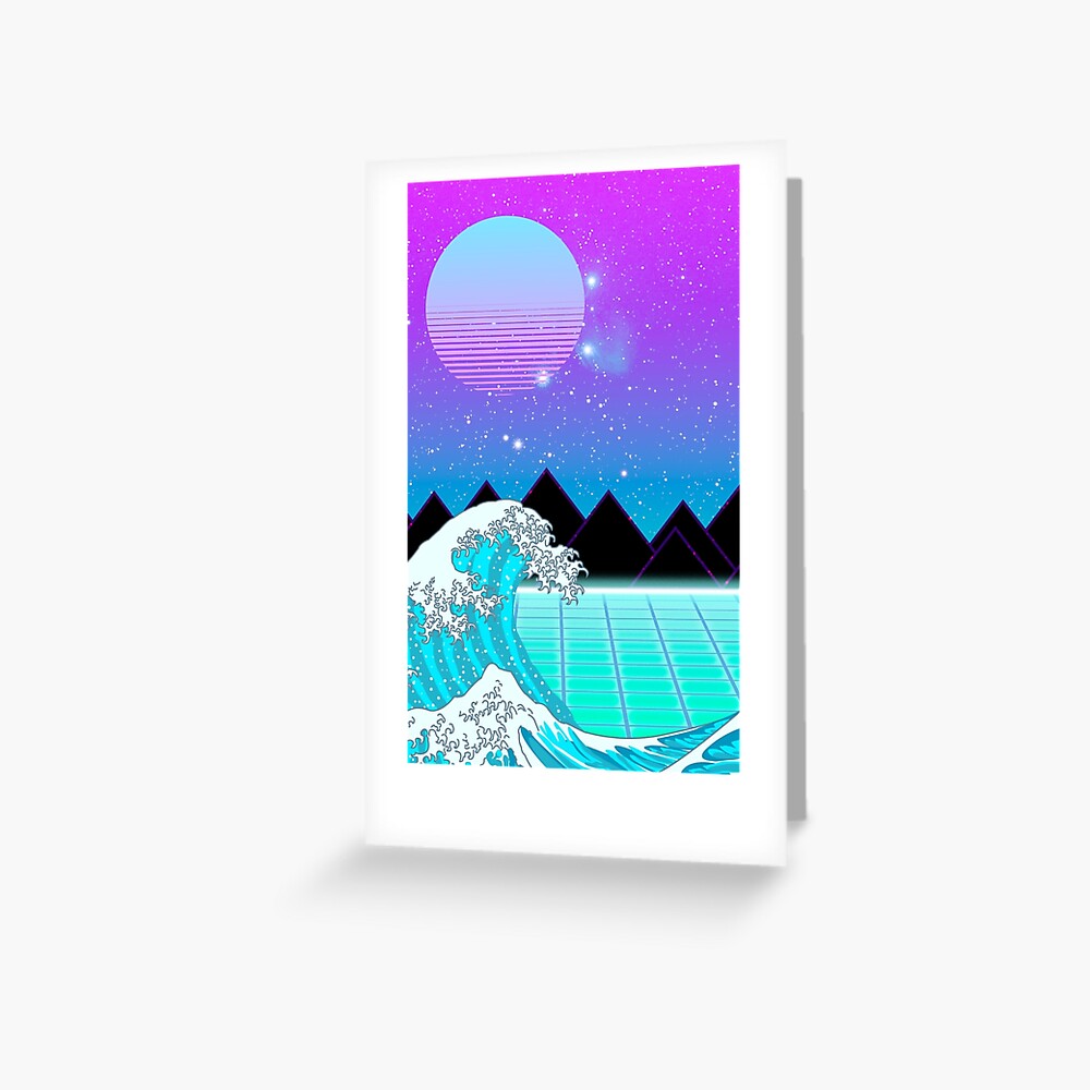 " Great Wave Off Kanagawa Vaporwave Aesthetic Grid Sunset Gift ...