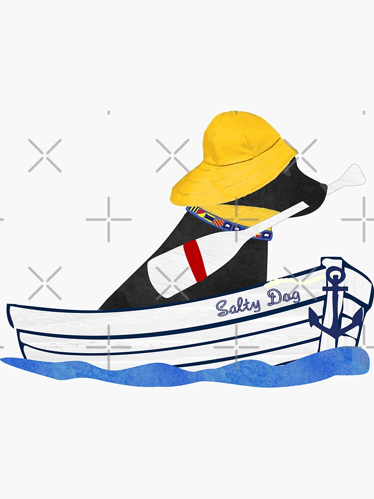 "Nautical Preppy Black Lab Aboard The Salty Dog" Sticker for Sale by ...