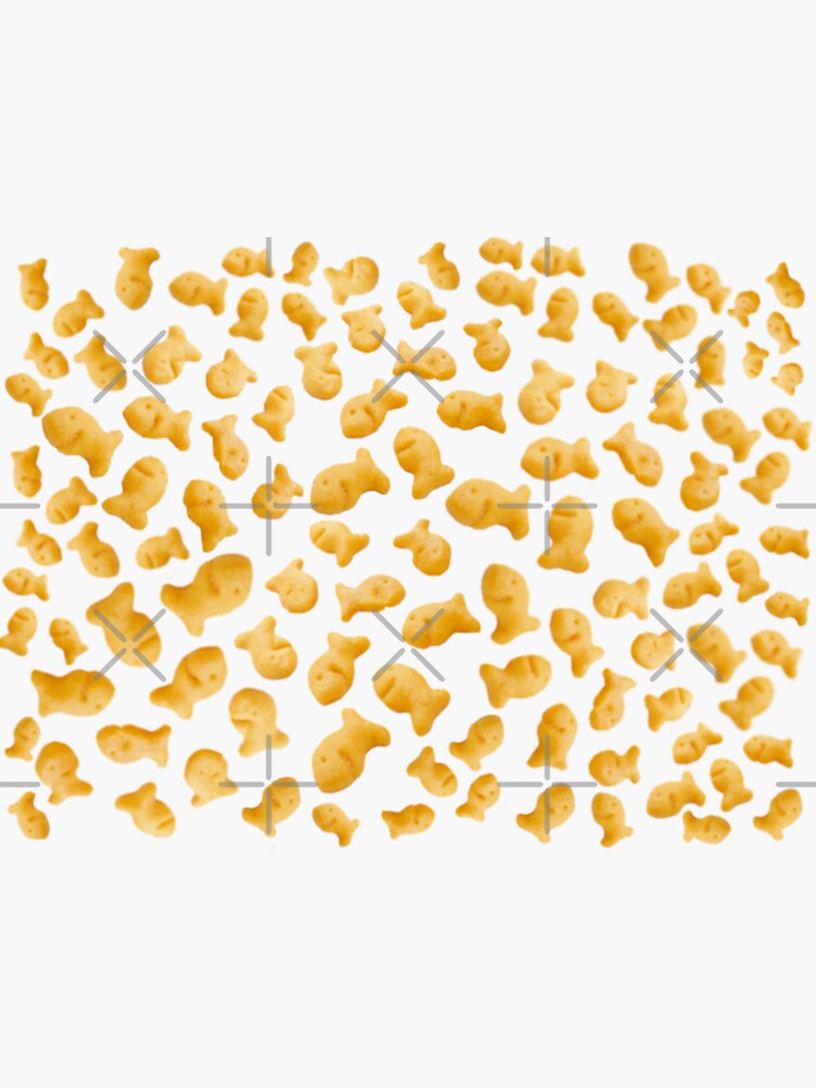"goldfish cracker print" Sticker by StallionDesignz | Redbubble