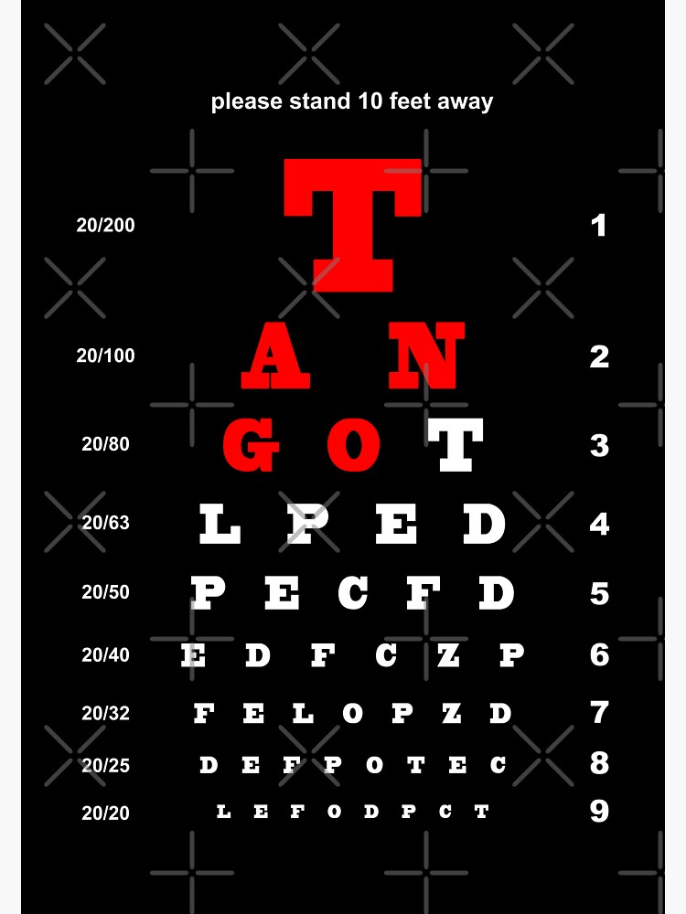 "EYE TEST CHART - TANGO" Sticker by KoolDsignsDANCE | Redbubble
