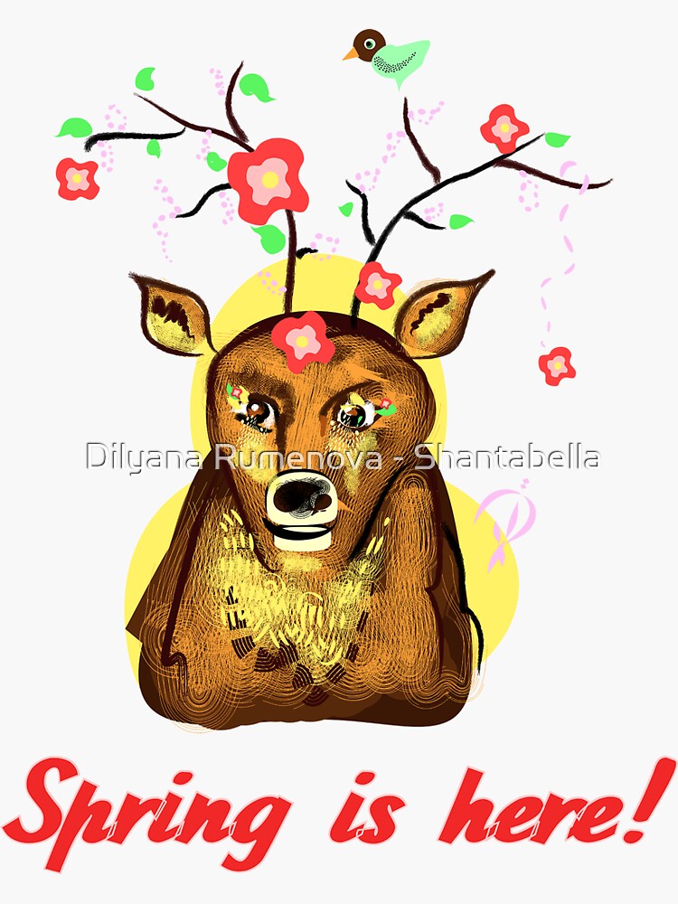 "Floral colorful antlers of spring stag " Sticker for Sale by Dilito4 ...