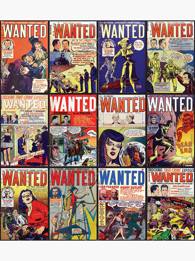 "Wanted Comic Covers | Vintage comic" Sticker for Sale by FrogDesign ...
