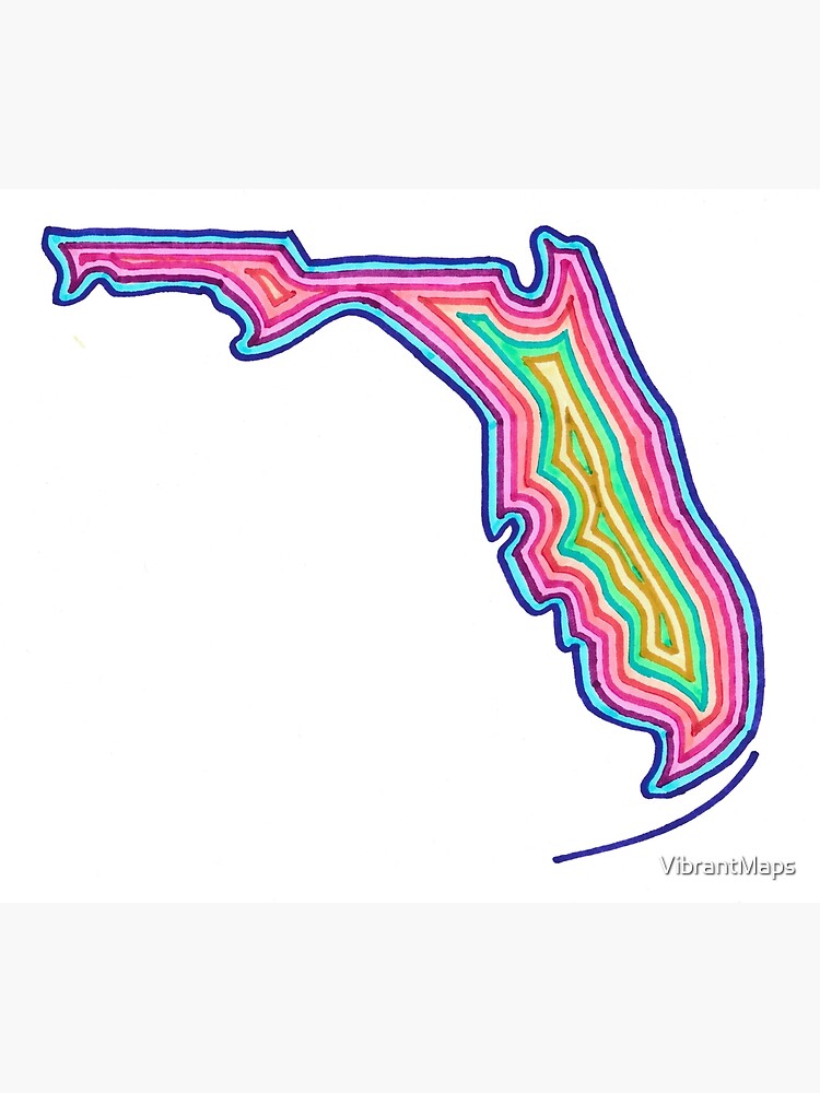 "Stylized Hand-Drawn Map of Florida" Poster by VibrantMaps | Redbubble
