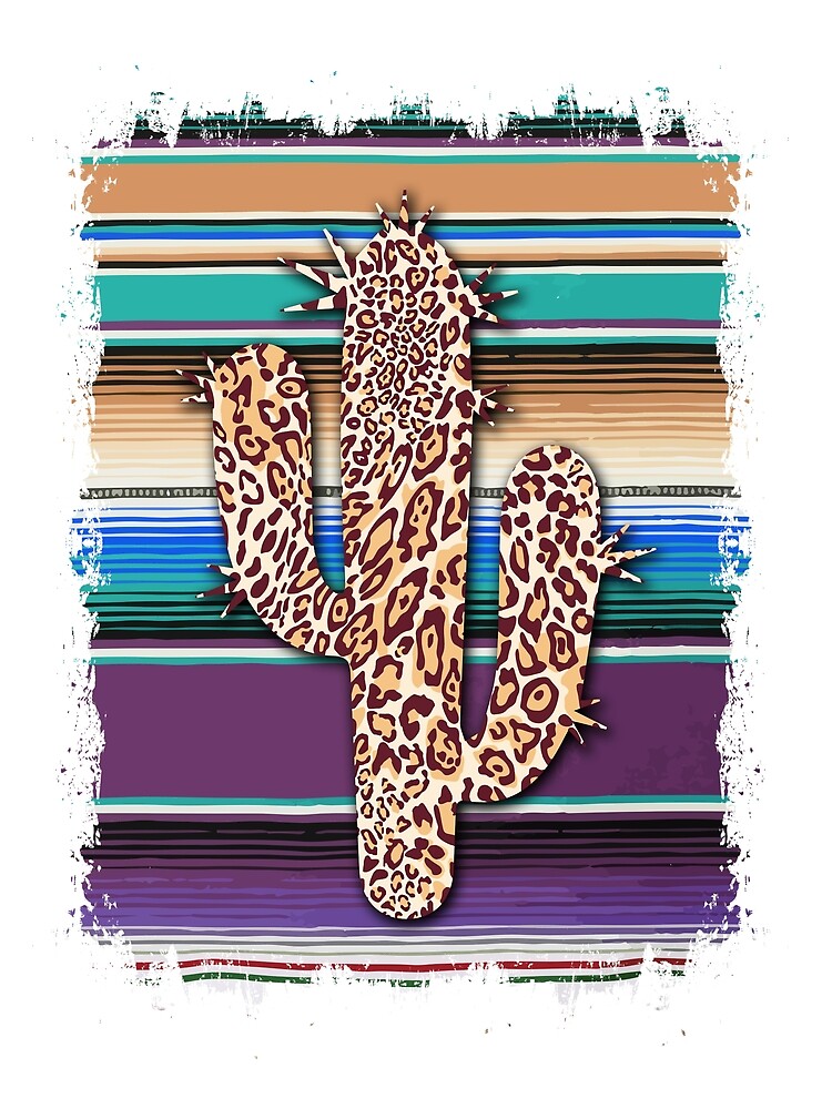 "Funny Leopard Cactus Serape Cactus Print Turquoise Brown" Poster for ...