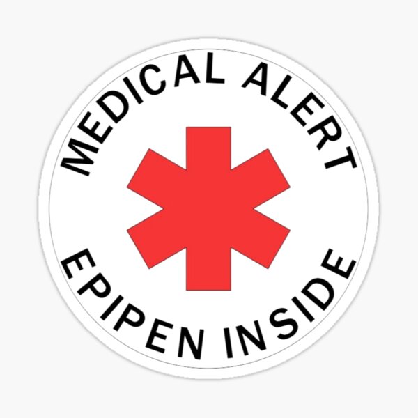 "Medical alert - EpiPen inside" Sticker for Sale by Tangsley | Redbubble