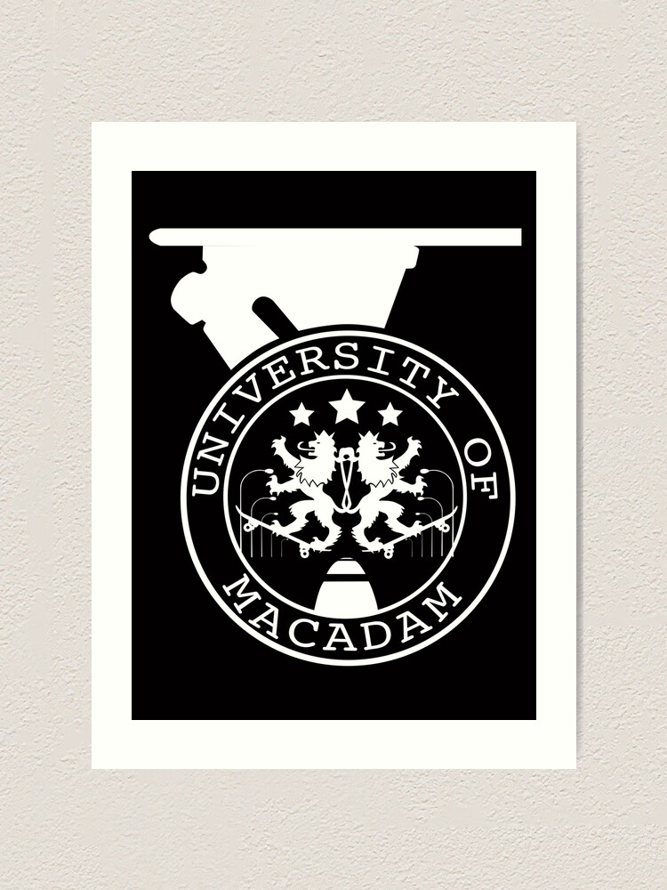 "Unibersity of macadam white round logo" Art Print for Sale by ...