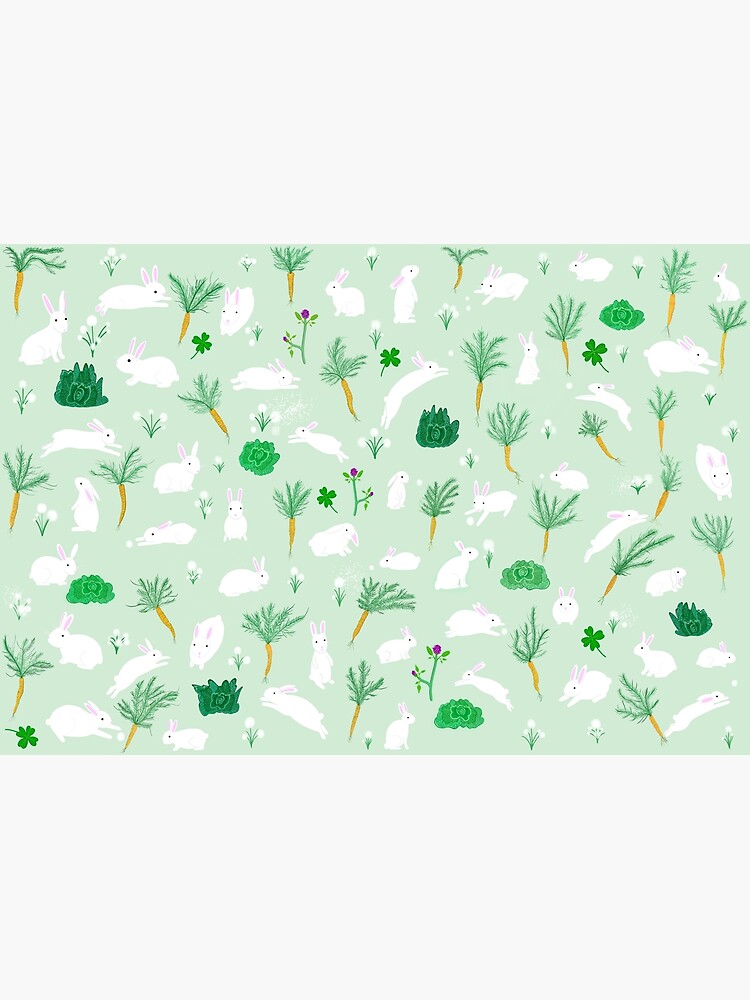 "Pale green and white bunny pattern " Art Print for Sale by Rachel ...