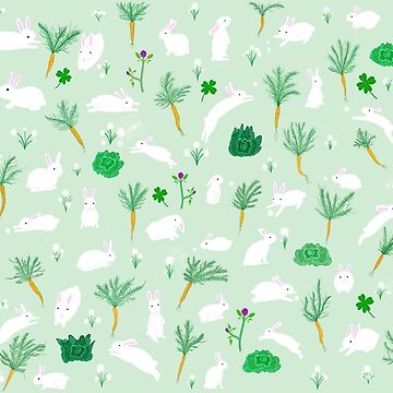 "Pale green and white bunny pattern " Art Print for Sale by Rachel ...
