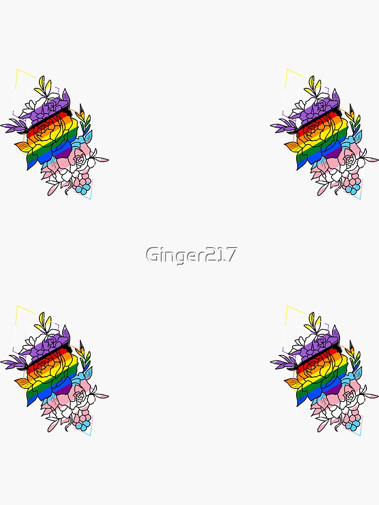 "Floral LGBT Gay Lesbian Pride Flag Roses Transgender" Sticker by ...