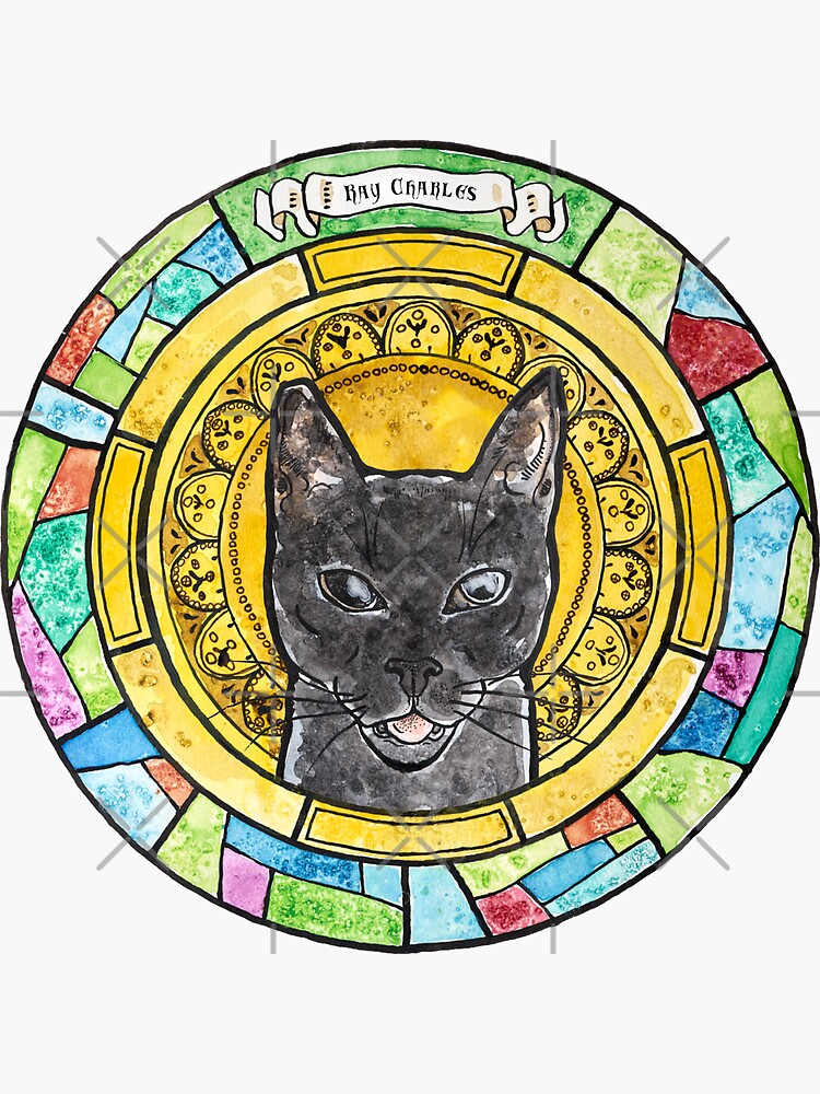 "circle glass Ray Charles" Sticker by RescueCatsPat | Redbubble