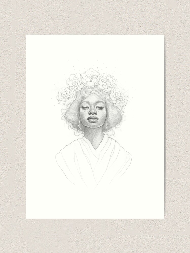 "Empowered Black Woman - Black& White Pencil Line Sketch - Drawing by ...