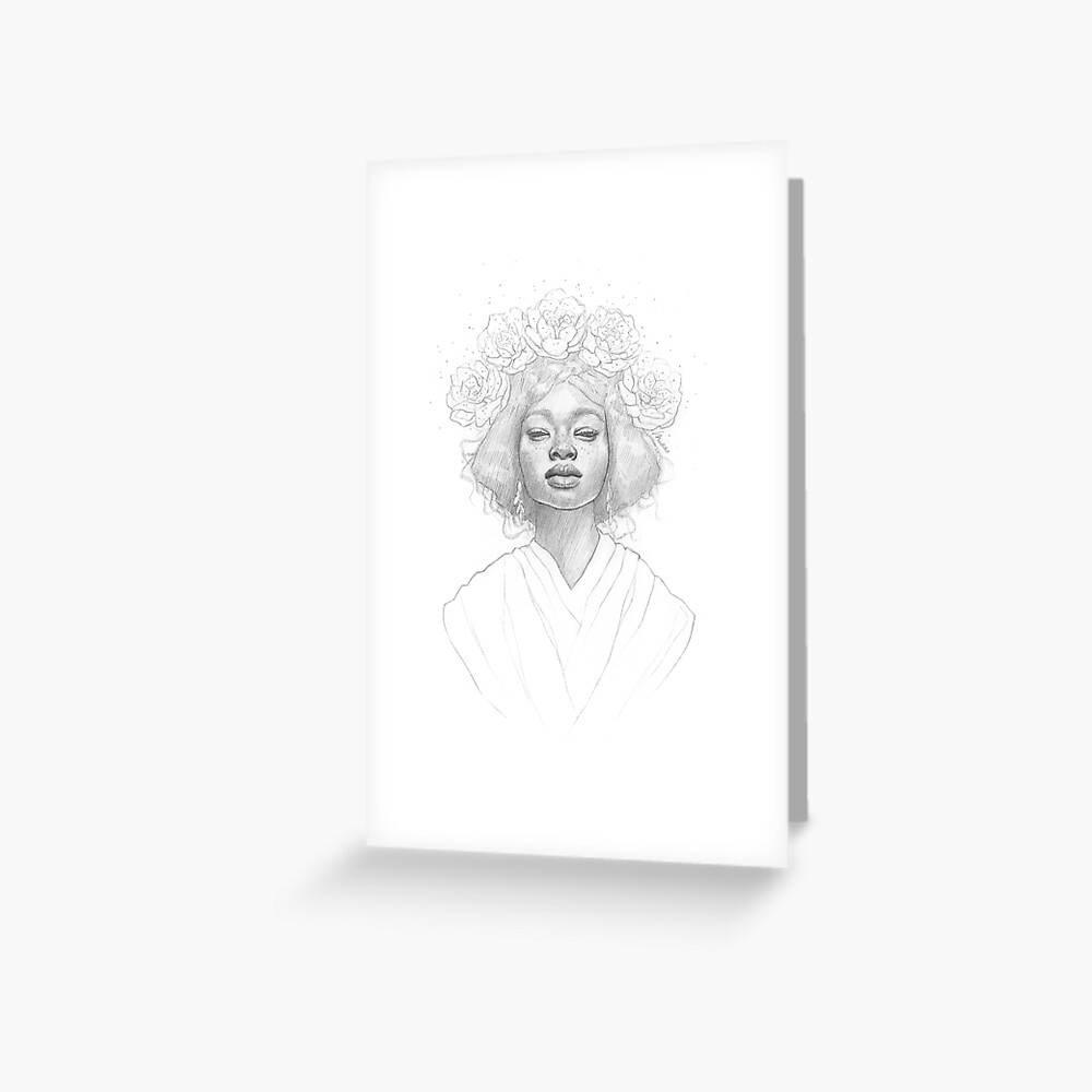 Tarjetas de felicitación «Mujer negra empoderada - Dibujo a lápiz en ...