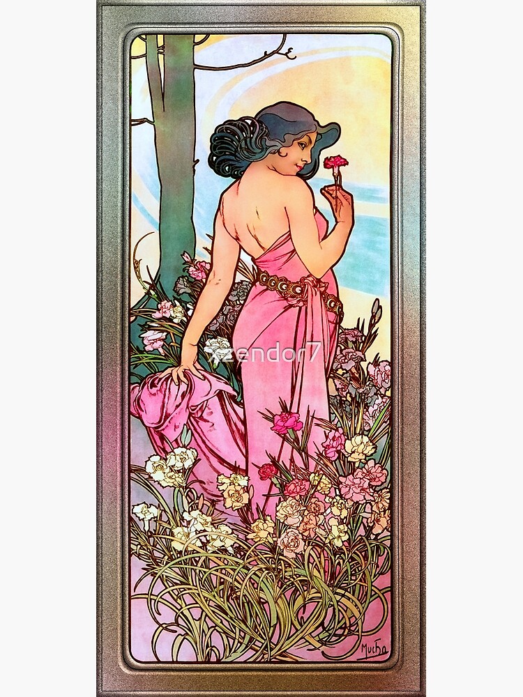 "Carnation Art Nouveau Portrait by Alphonse Mucha Old Masters ...