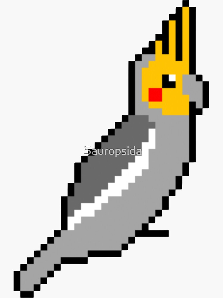 "Pixel Art Normal Cockatiel" Sticker for Sale by Sauropsida | Redbubble