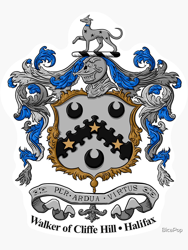 "Walker of Cliffe Hill, Halifax - Crest & Arms" Sticker for Sale by ...