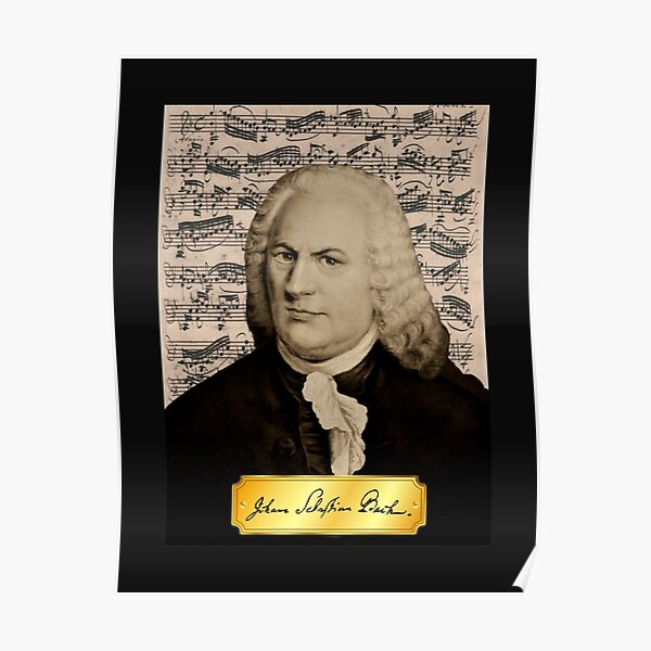 "Composer Johann Sebastian Bach with Signature ~ Portrait w/ Bach ...