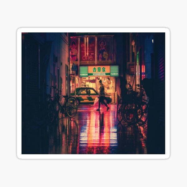 "japan street night time" Sticker for Sale by Haylenor77 | Redbubble