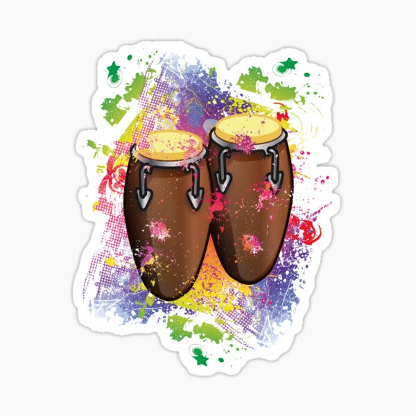 "Salsa Conga music instruments " Sticker by Dubbra | Redbubble