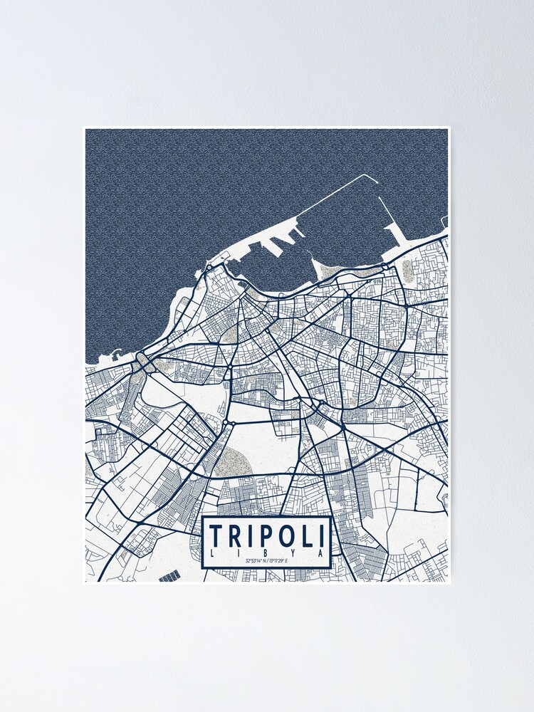"Tripoli City Map of Libya - Coastal" Poster for Sale by deMAP | Redbubble