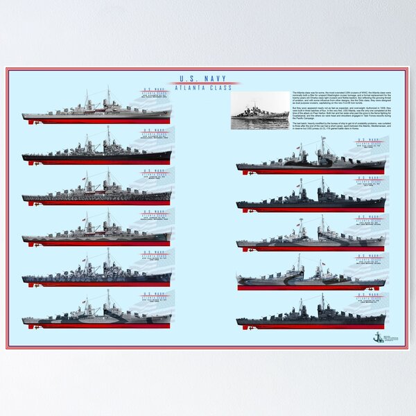"Atlanta class cruisers (1940)" Poster for Sale by TheCollectioner ...