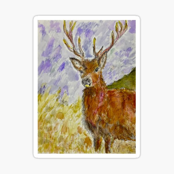 "Stag in the glen" Sticker for Sale by VRBOriginals | Redbubble