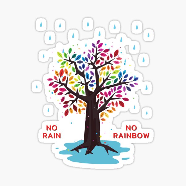 "NO RAIN NO RAINBOW" Sticker by viewyviewy | Redbubble