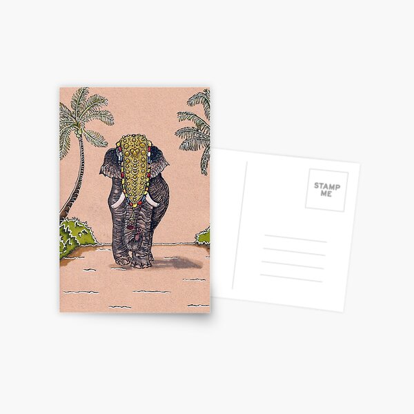 "Decorated Kerala Elephant" Postcard for Sale by Kalamangalamart ...