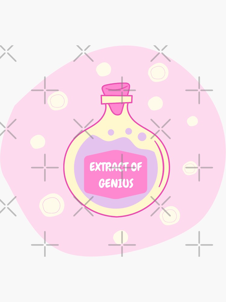 "Cute Pastel Pink Extract of Genius Chemistry Flask" Sticker for Sale ...