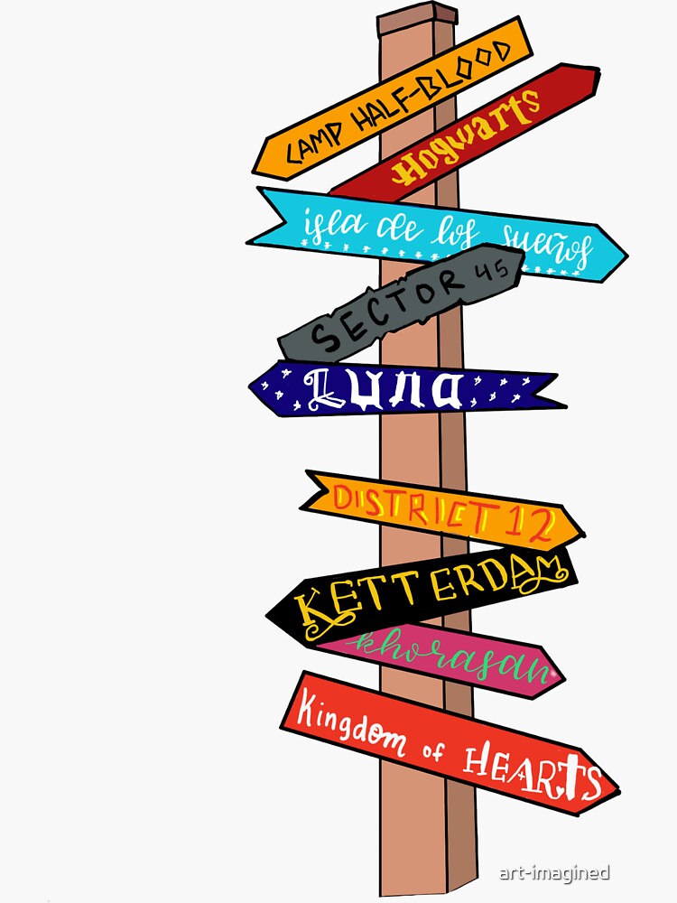 "Book location signpost" Sticker for Sale by art-imagined | Redbubble