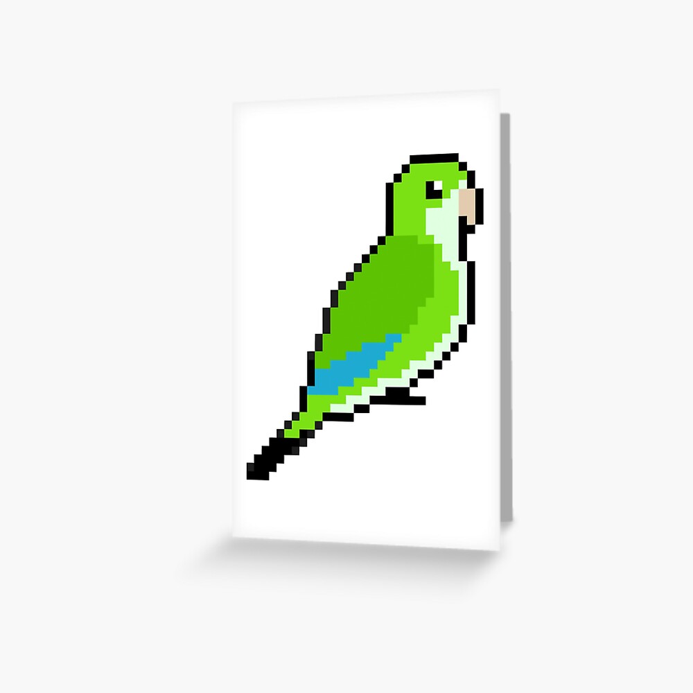 "Pixel Art Green Quaker Parrot (Monk Parakeet)" Greeting Card for Sale ...