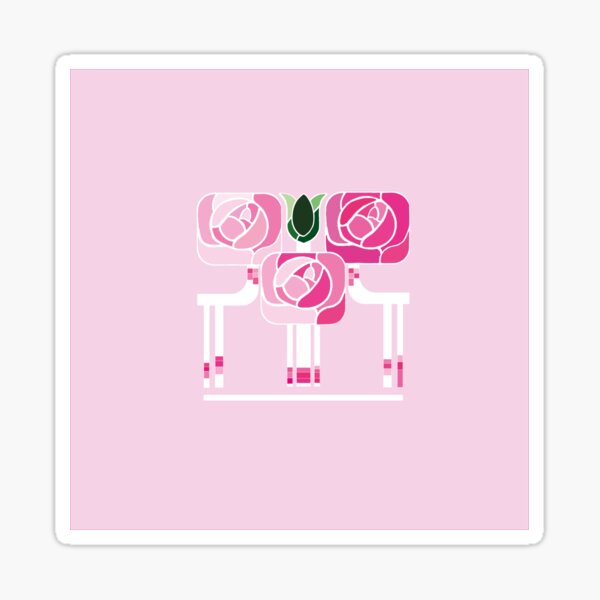 "Three Rennie Mackintosh Pink and White Roses" Sticker for Sale by ...